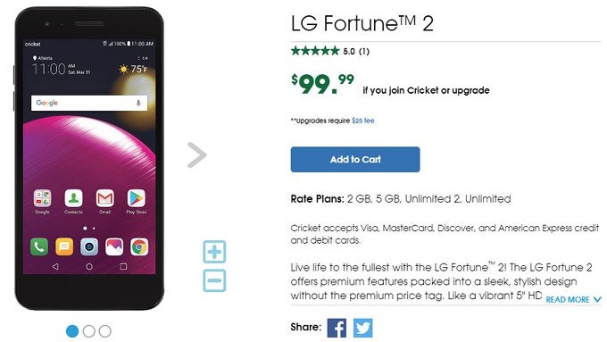 LG Fortune 2 hits Cricket Wireless with improved selfie camera - PhoneArena