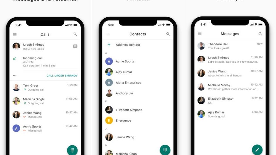 Google Voice for iPhone updated with new design, Contacts tab - PhoneArena