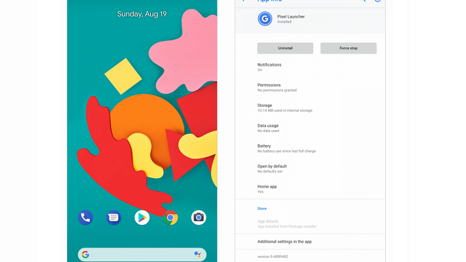Revised Pixel launcher presumably for Pixel 3 and Pixel 3 XL has a ...