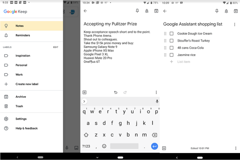 Notes app Google Keep is updated to add Material Design - PhoneArena