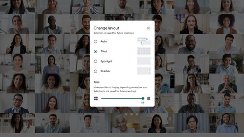 Google Meet now shows up to 49 people in a call, adds tile layout ...