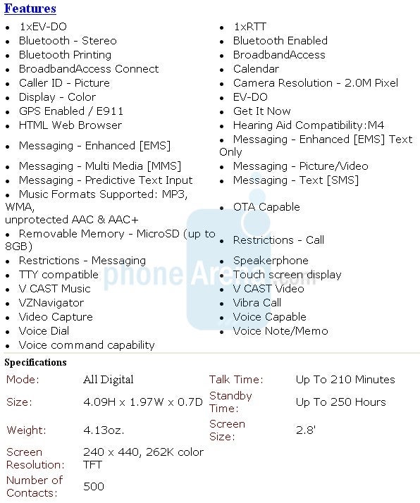 *UPDATED* Samsung Glyde U940 official Verizon release on May 9th ...