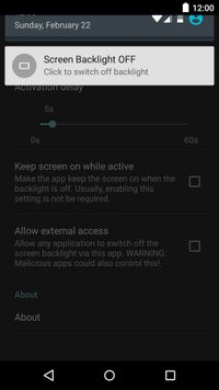 This Android app turns off the display's backlight without turning off ...