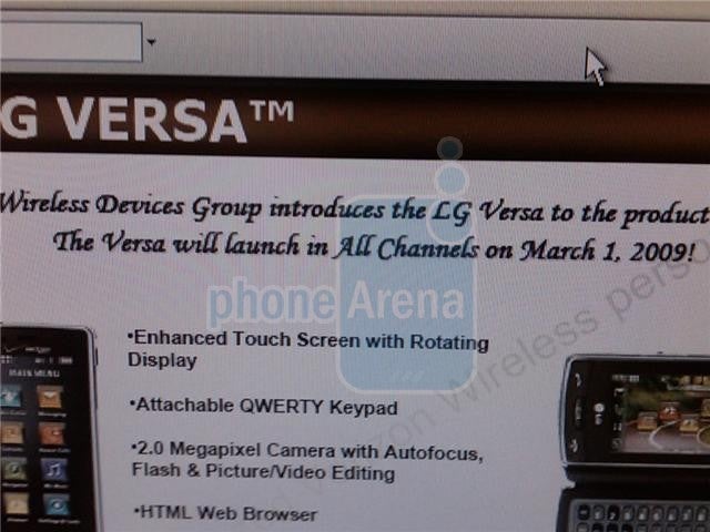 LG Versa ready to release March 1st - PhoneArena