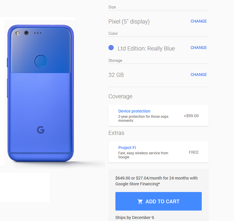 The Really Blue 32GB Google Pixel is back in stock at the Google Store ...