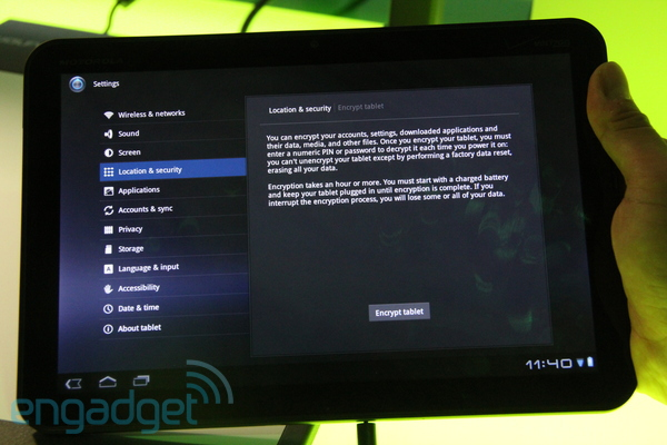 Android Honeycomb adds an 'Encrypt Tablet' security option - PhoneArena