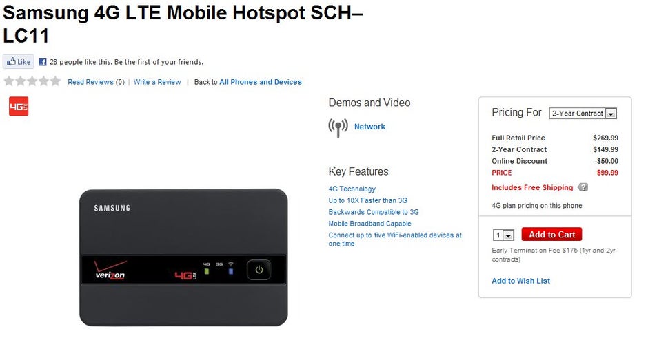 Samsung 4G LTE Mobile Hotspot for Verizon is now available online for ...