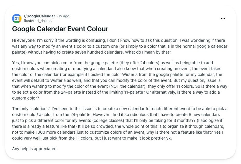 Google Calendar's smallest update in years is a huge win for color fans ...