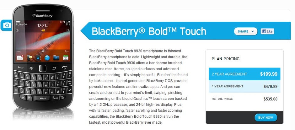 Bluegrass Cellular adds the BlackBerry Torch 9850 and Bold Touch 9930 ...