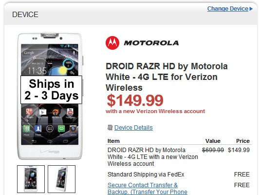 Motorola DROID RAZR HD now available at Verizon for $200, Wirefly has ...