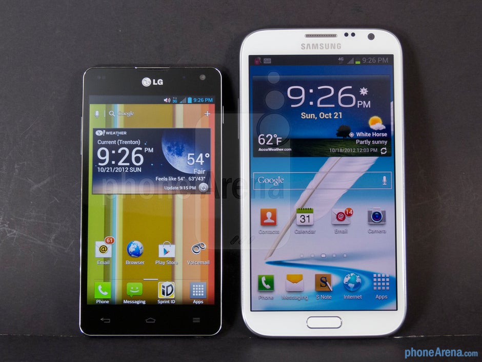 Samsung Galaxy Note II vs LG Optimus G - PhoneArena